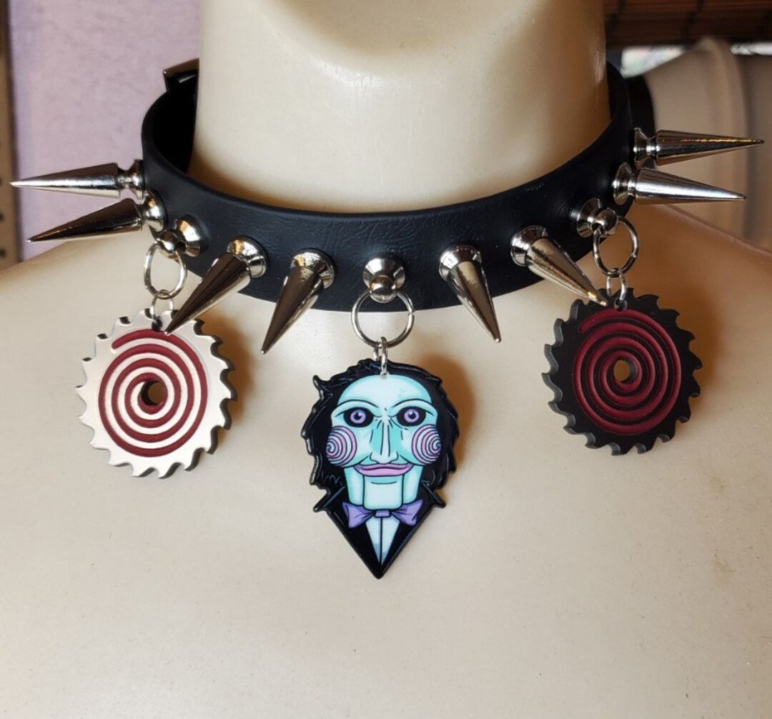 Horror Movie Choker Necklace, Custom Spiked Choker, Custom Choker ...