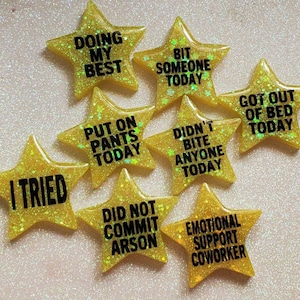 Gold Star Custom Resin Pins, Novelty Pins, Custom Text Pins, Quirky ...