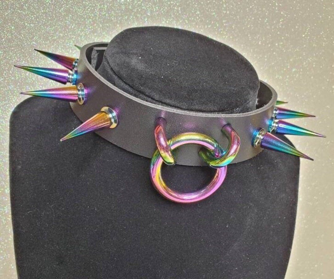 Oil Spill Custom Spiked Choker Custom Choker Spike Choker - Etsy