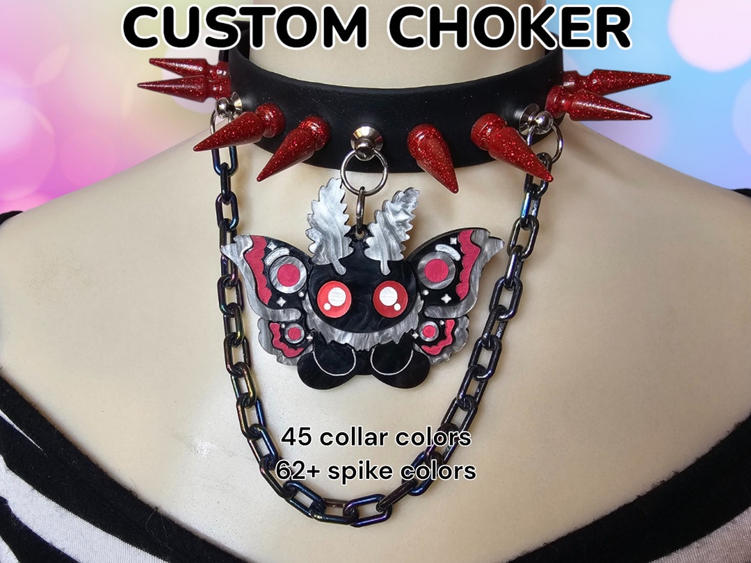 Mothman Spiked Choker, Chain Choker, Custom Choker, Alternative Jewelry ...