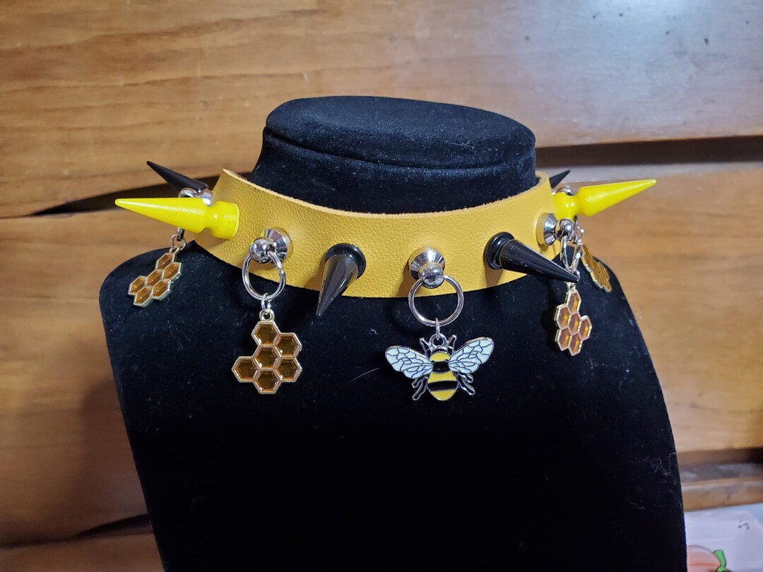 Bee Mine Custom Spiked Choker, Bee Choker, Custom Choker, Spike Choker ...