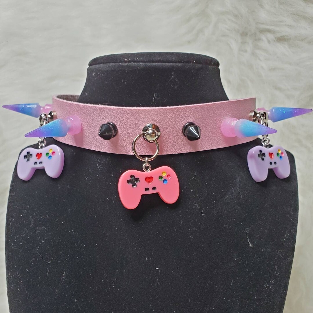 Game On Custom Spiked Choker, Custom Choker, Video Game, Spike Choker ...