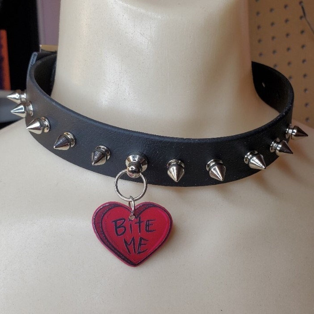 Bite Me Custom Spiked Choker, Custom Choker, Spiked Collar, Spike ...