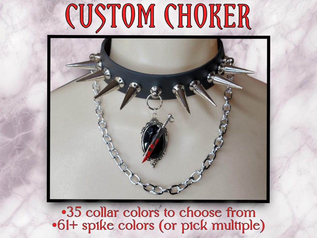 Memento Custom Spiked Choker, Custom Choker, Emo Jewelry, Horror Movie ...