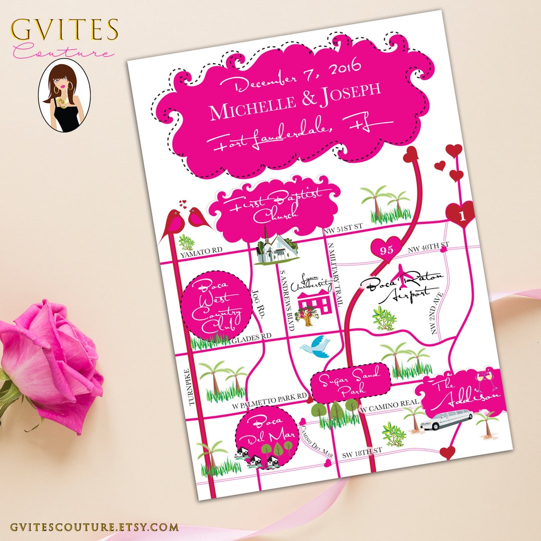 Custom Event Map Illustration Destination Wedding. - Etsy