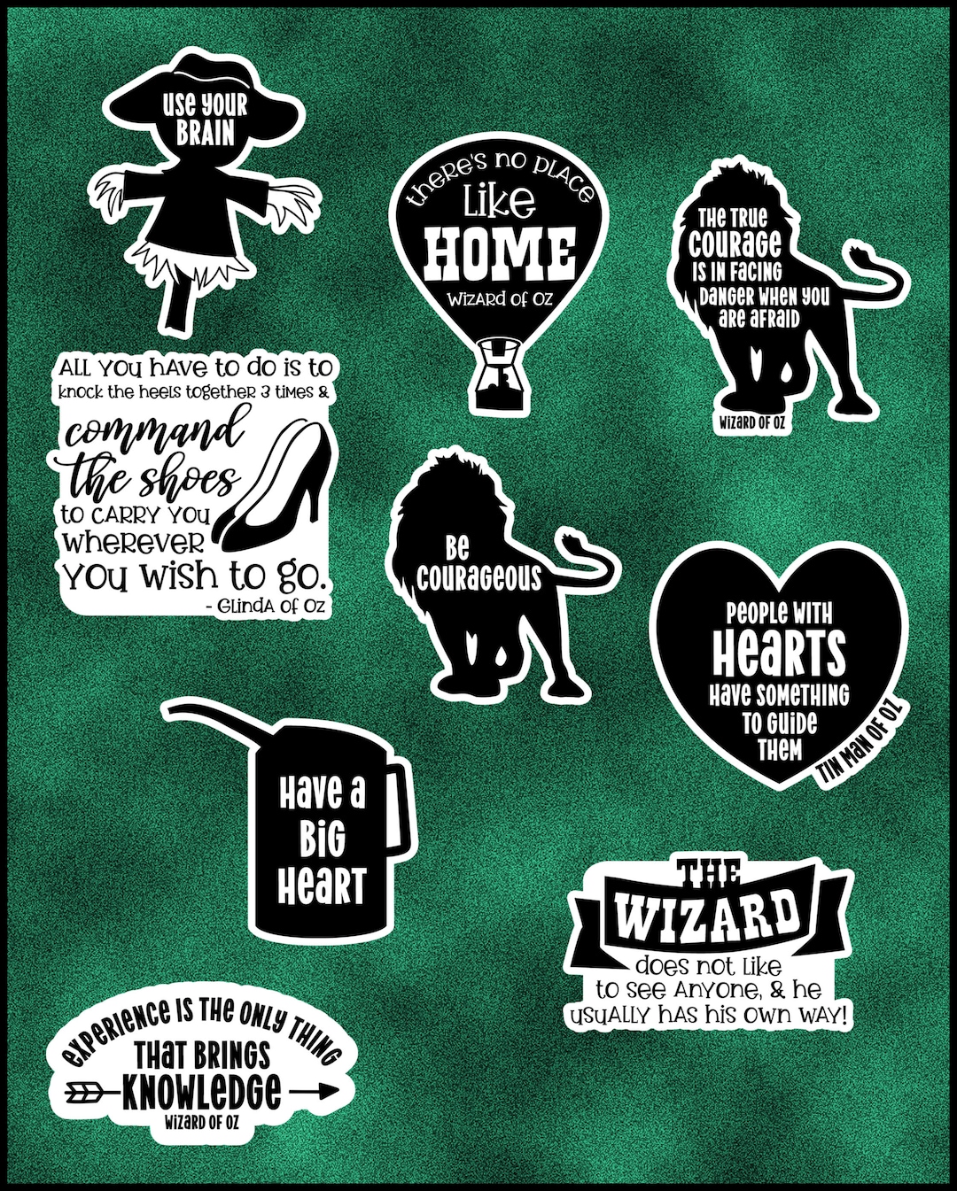 9 Wizard of Oz Quote Stickers - Approximately 1.726-2.436 Inches X 1. ...