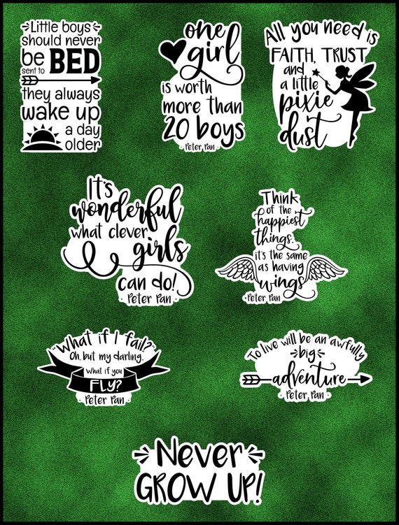 Peter Pan Quotes Bookish Stickers 8 Different Stickers - Etsy