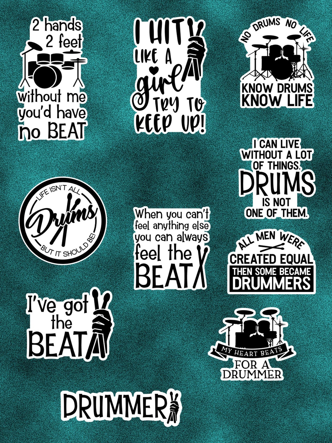 Choose 1 of 10 Drummer / Music Stickers- Vinyl Stickers - Etsy