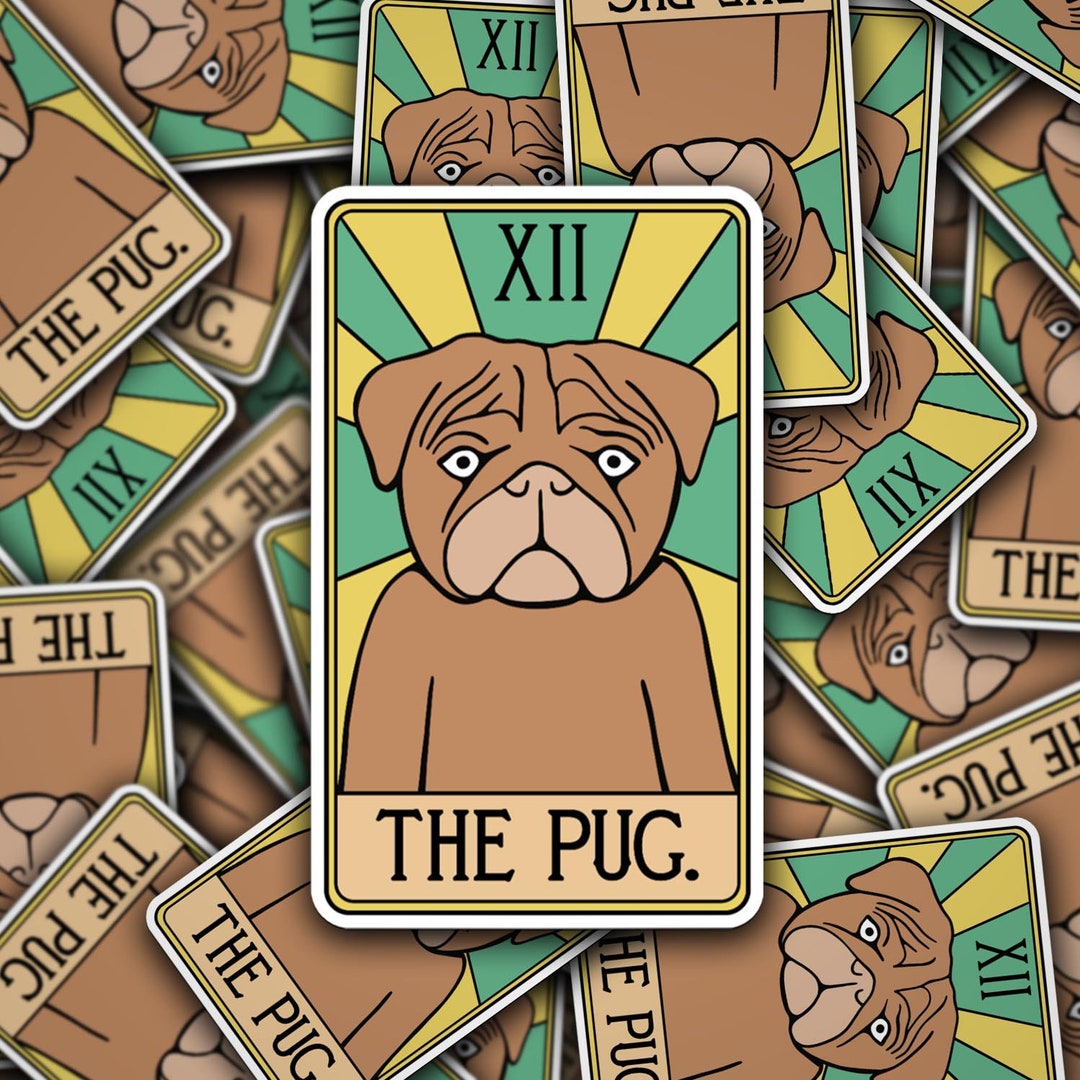 The Pug Tarot Card Vinyl Sticker Approximately 2.902 Inches X 4.75 ...
