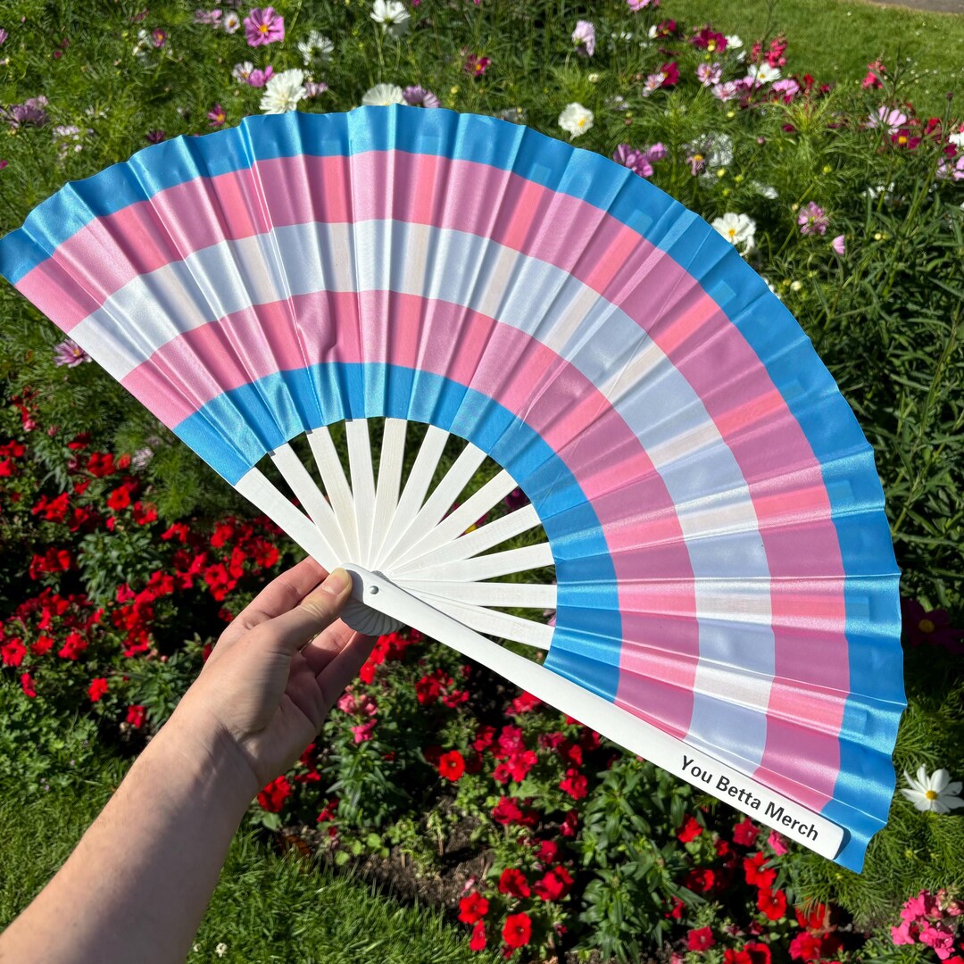 Trans Flag Fan / Drag Fan / Clack Fan / Festivals / Drag Queen - Etsy