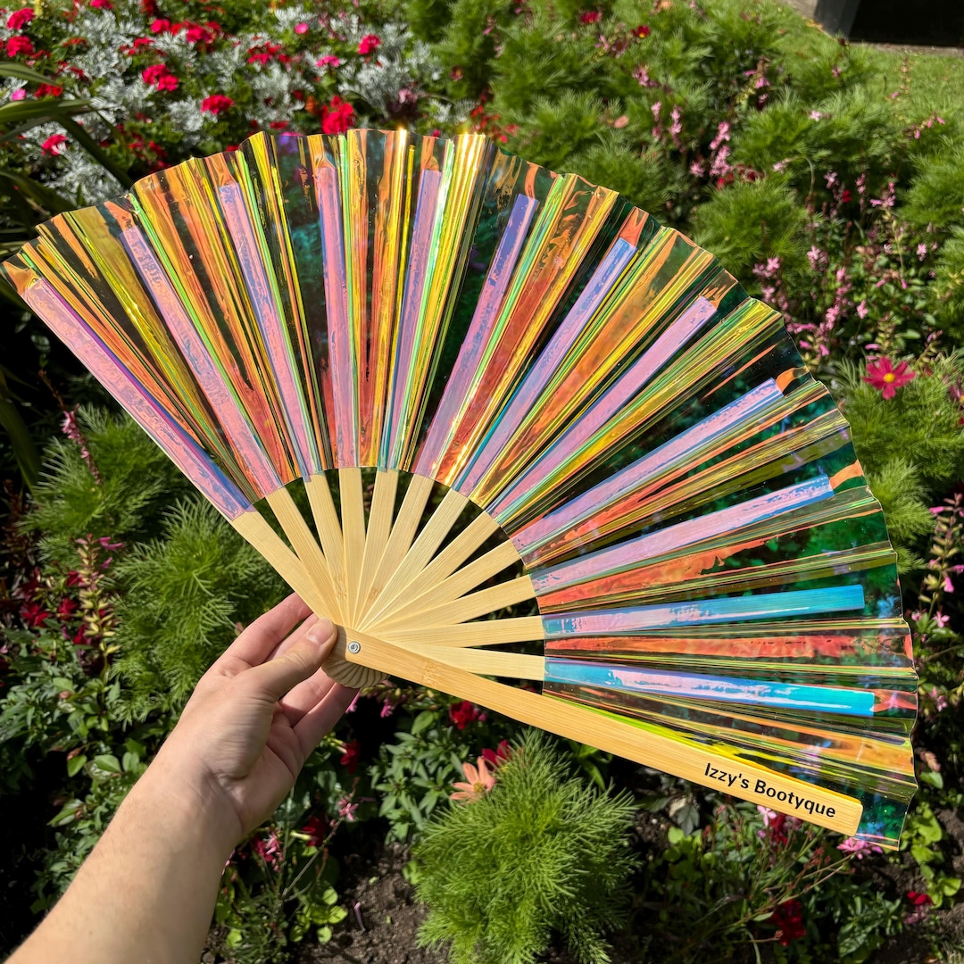 Iridescent Fan / Drag Fan / Clack Fan / Festivals / Drag Queen - Etsy