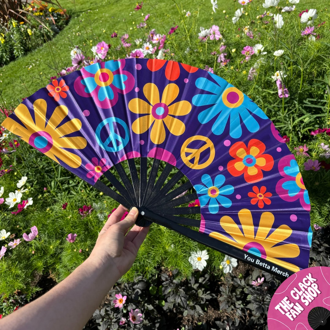 Flower Power Fan / Drag Fan / Clack Fan / Festivals / Drag Queen - Etsy
