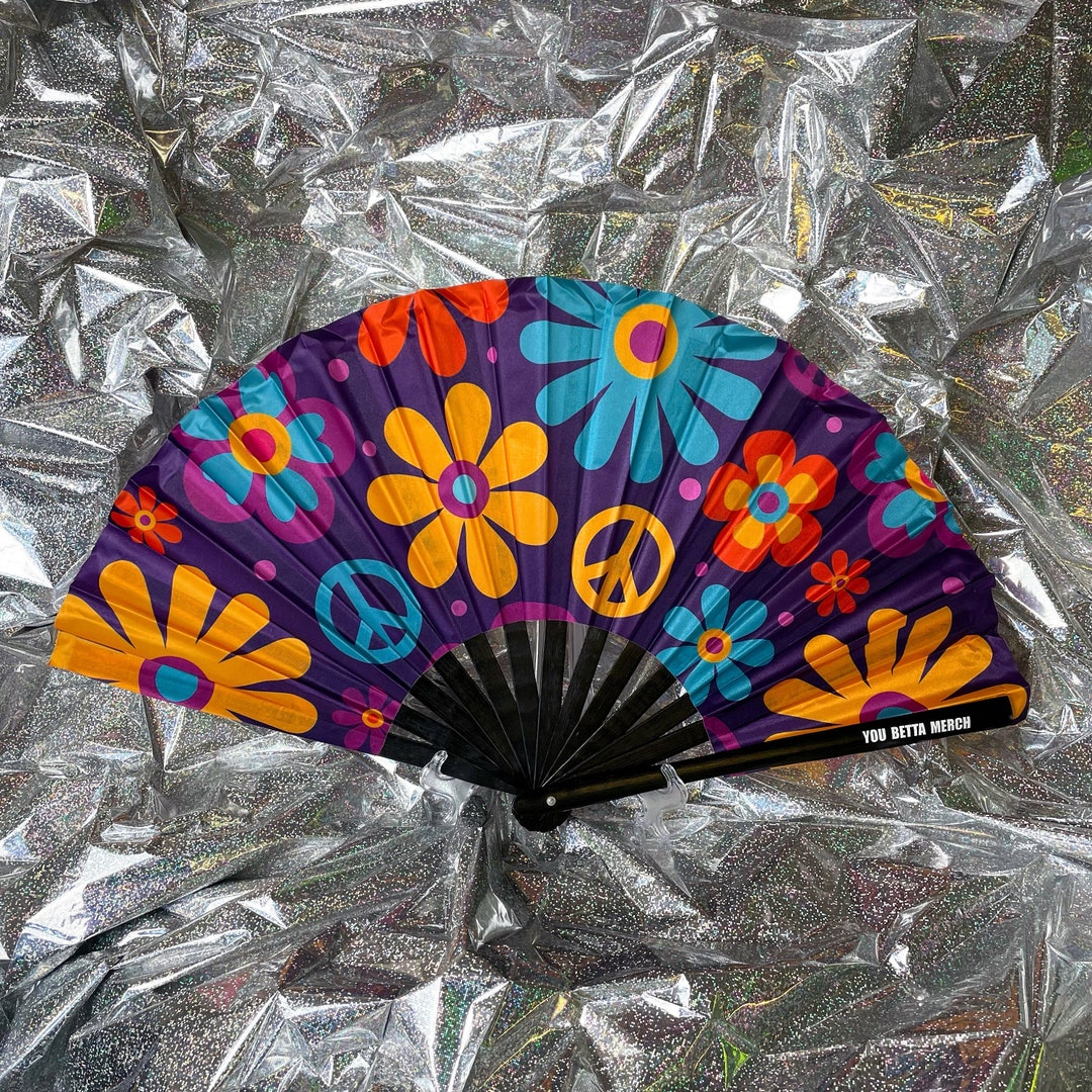 Flower Power Fan / Drag Fan / Clack Fan / Festivals / Drag Queen - Etsy