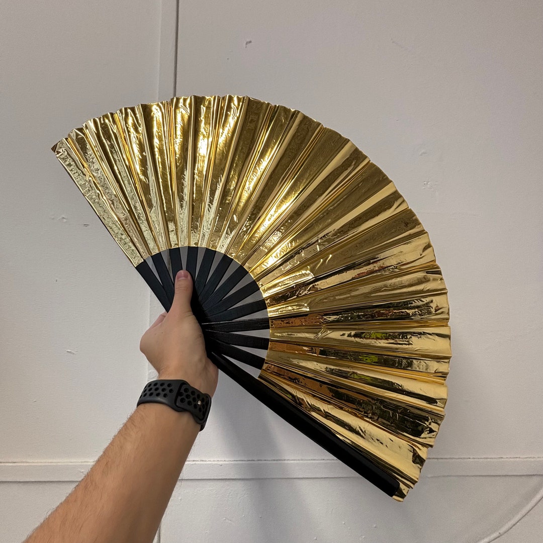 Gold Holographic Fan / Drag Fan / Clack Fan / Festivals / Drag Queen - Etsy