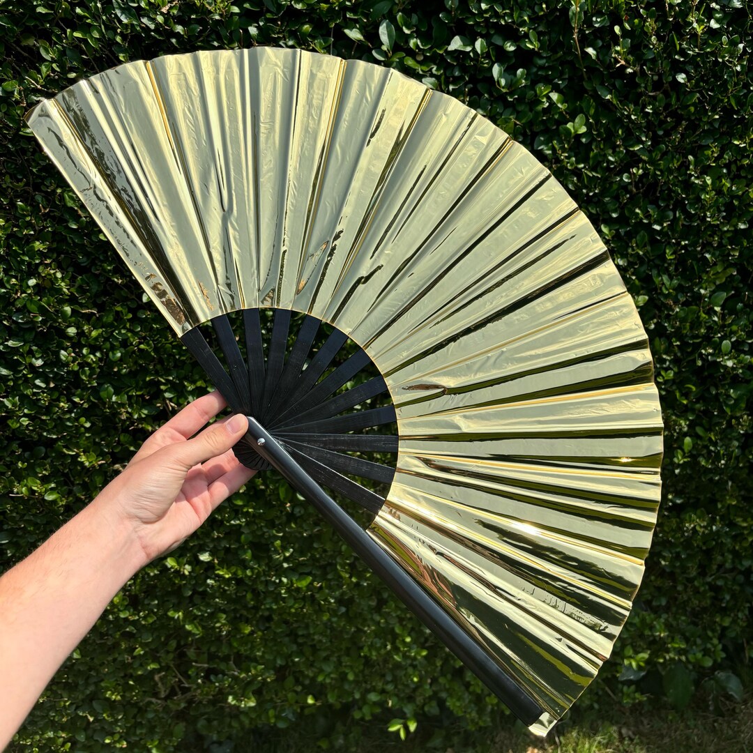 Gold Holographic Fan / Drag Fan / Clack Fan / Festivals / Drag Queen - Etsy