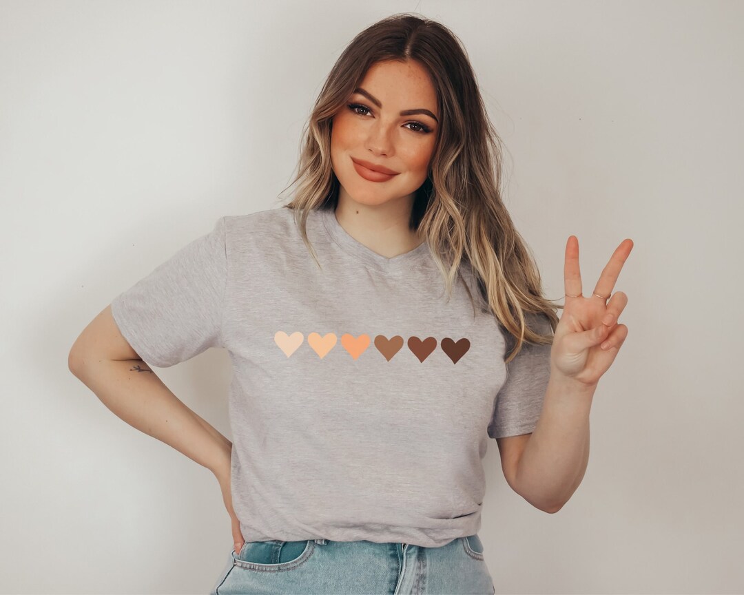 Skin Color Hearts Shirt, Be Kind Shirt, Beauty in Every Shade, Love One ...