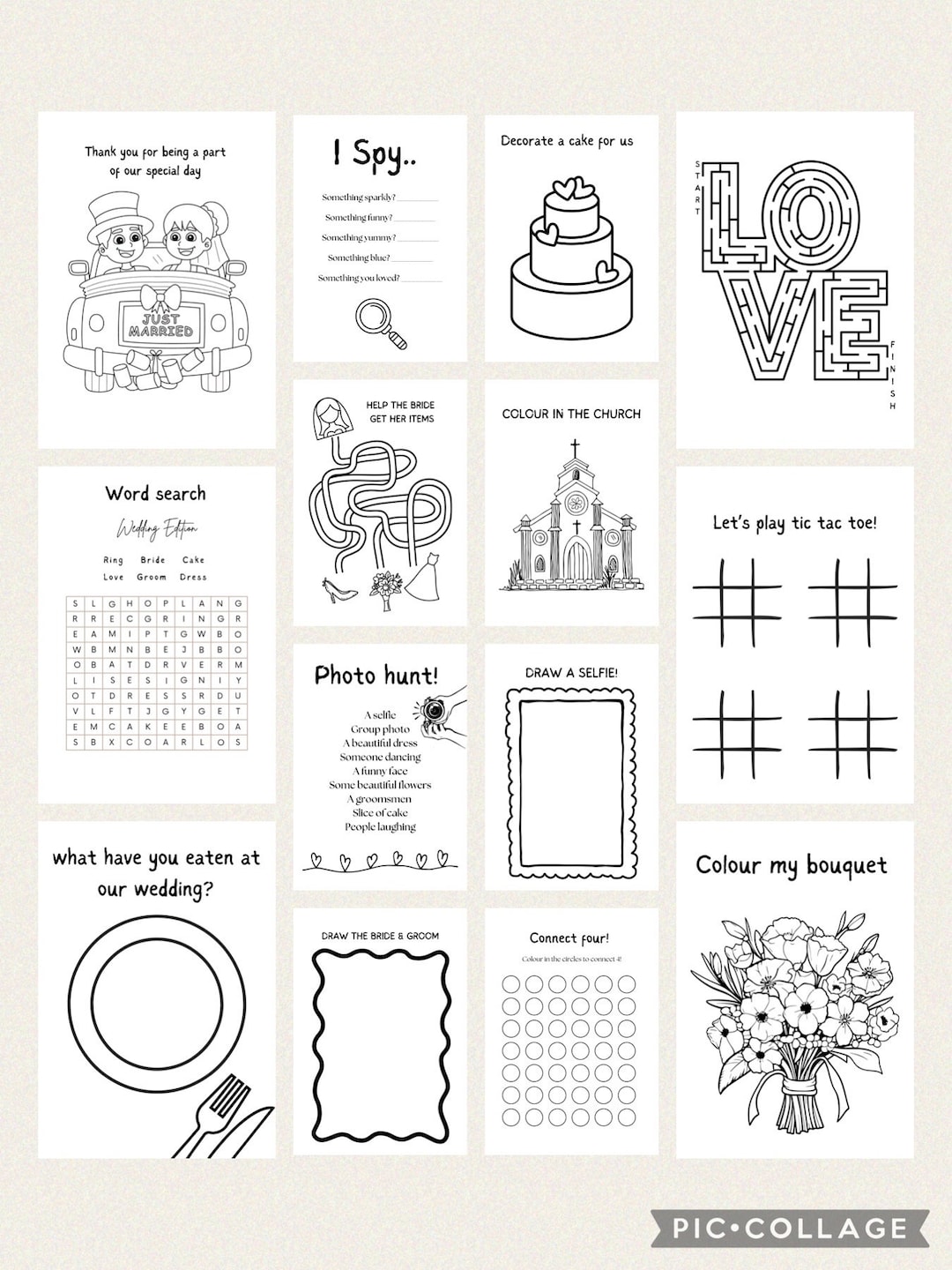 Wedding Kids Activity Pack, Wedding Reception Kids Busy Pack, Wedding ...