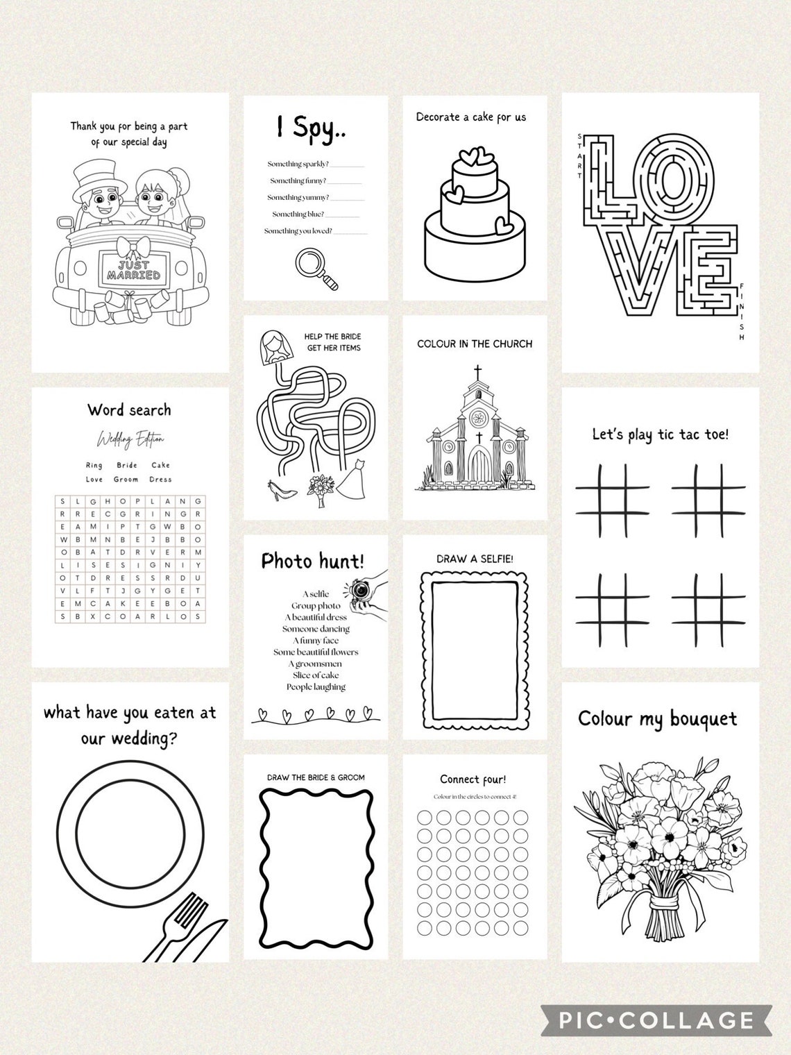 Wedding Kids Activity Pack, Wedding Reception Kids Busy Pack, Wedding ...