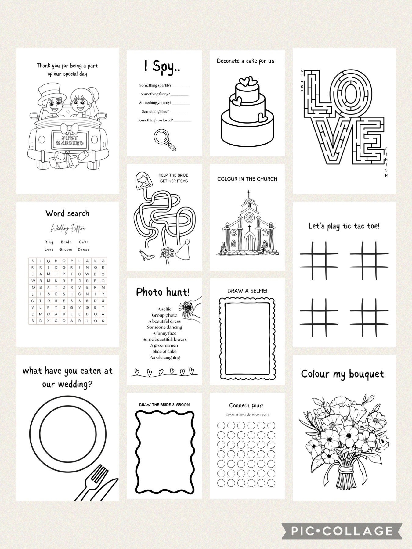 Wedding Kids Activity Pack: Coloring Pages & Puzzles (digital Download ...