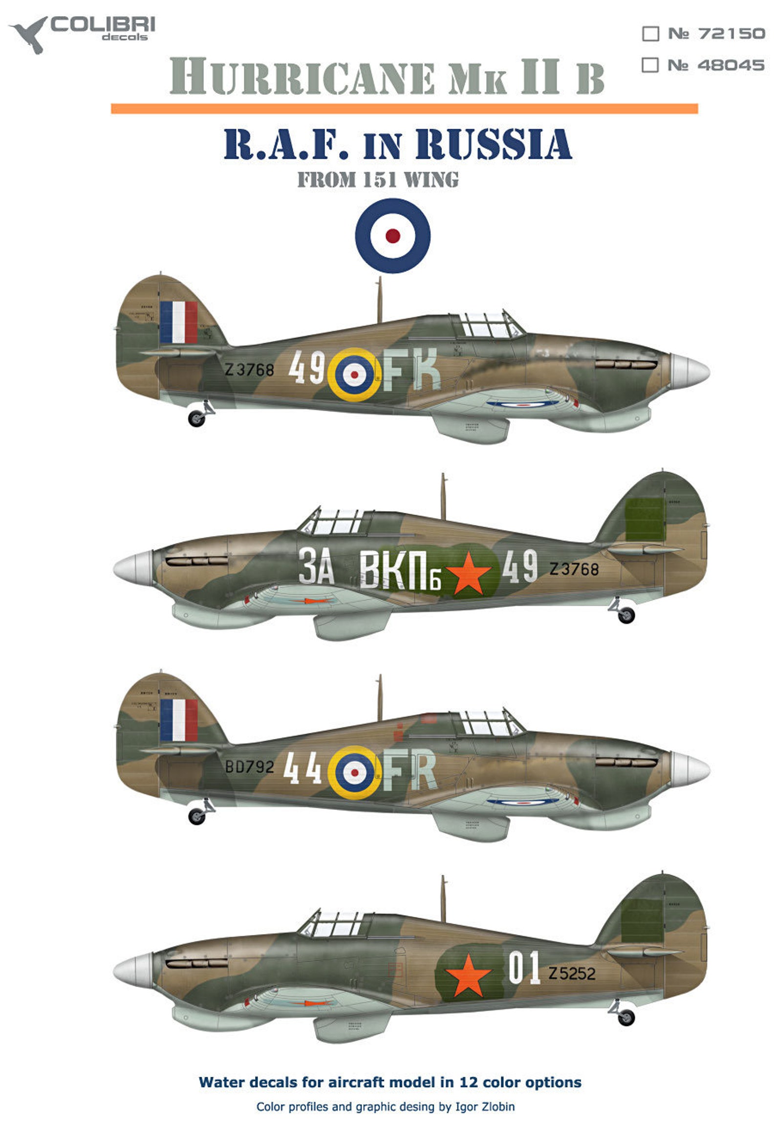1/72 Colibri Decals #72150 - Hurricane Mk.iib From 151 Wing in USSR ...