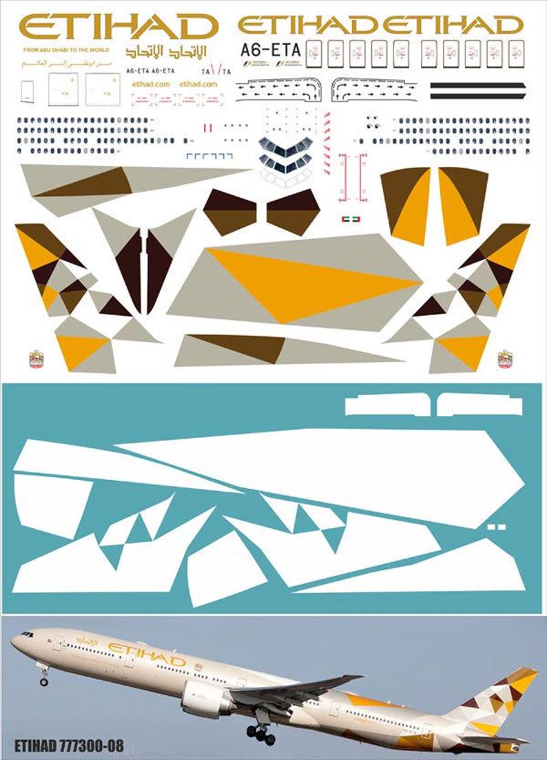 1/144 Pas-decals #777300-09 - Boeing 777-300 Etihad New, Decal - Etsy