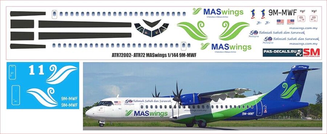 1/144 Pas-decals #ATR72002 - ATR 72 Maswings 9M MWF - Etsy