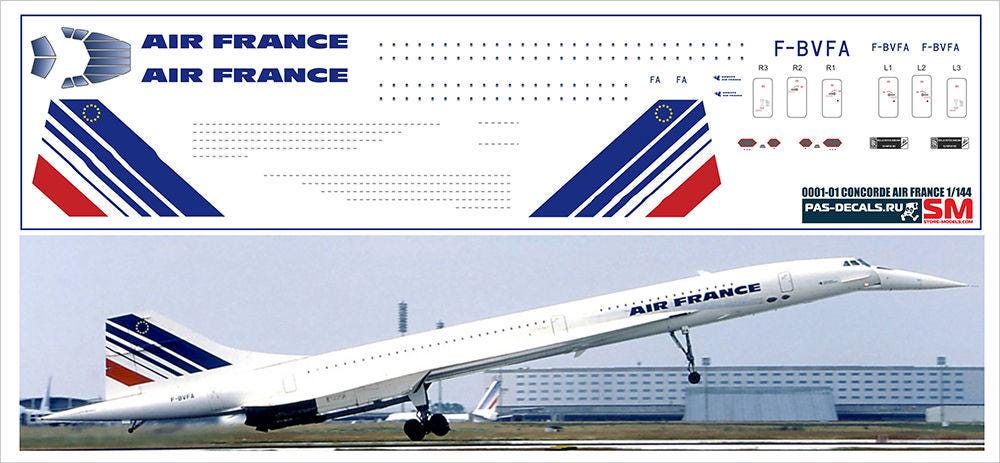 1/144 Pas-decals #0001-01 - Concorde Air France, Decal for Revell ...