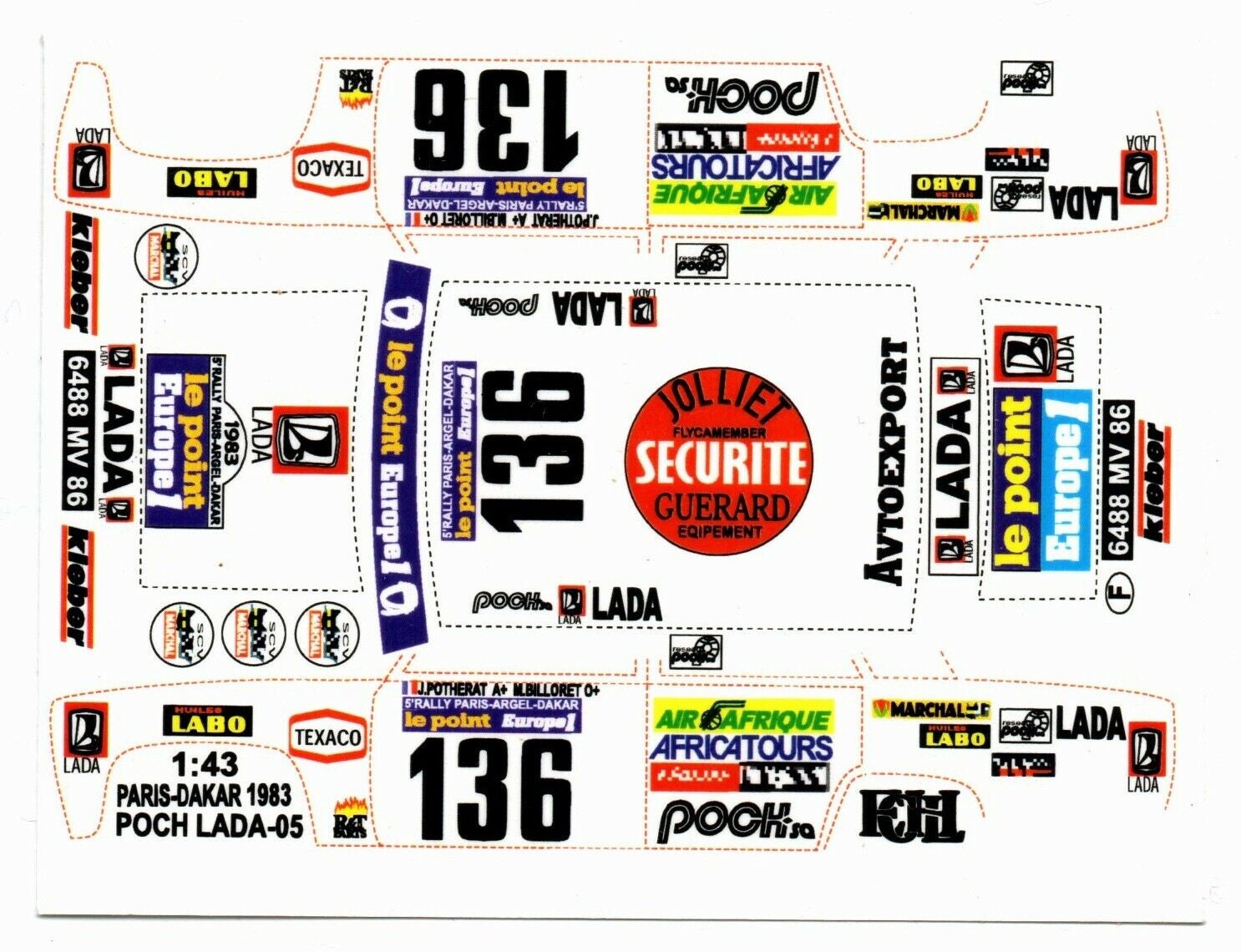 1/43 Decals for Lada Poch VAZ-2105 #136 Rally Paris-dakar 1983 - Etsy