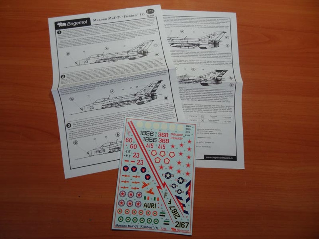 1/72 Begemot Decals #72-018 - Mikoyan Mig-21, Part 1. - Etsy