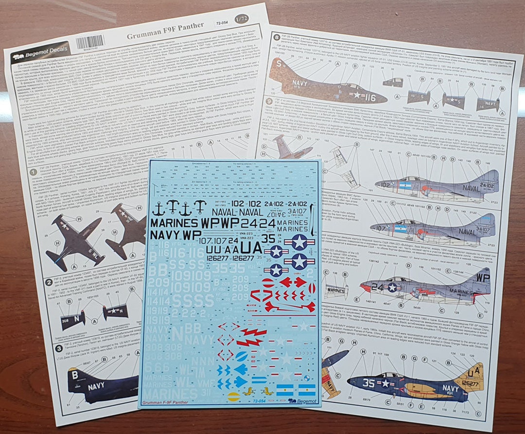 1/72 Begemot Decals #72-054 - Grumman F9F Panther - Etsy