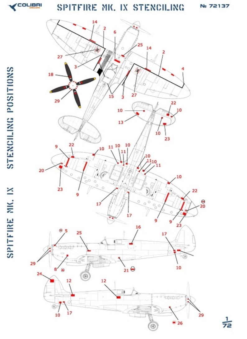 1/72 Colibri Decals #72137 - Spitfire Mk. IX Technical Stencils - Etsy