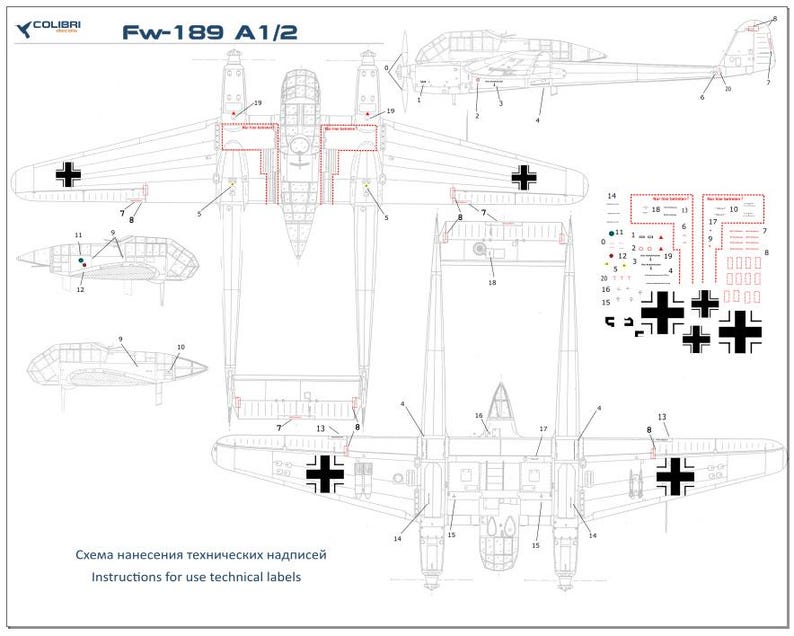 1/72 Colibri Decals #72060 - Fw-189, Part 1 - Etsy Canada