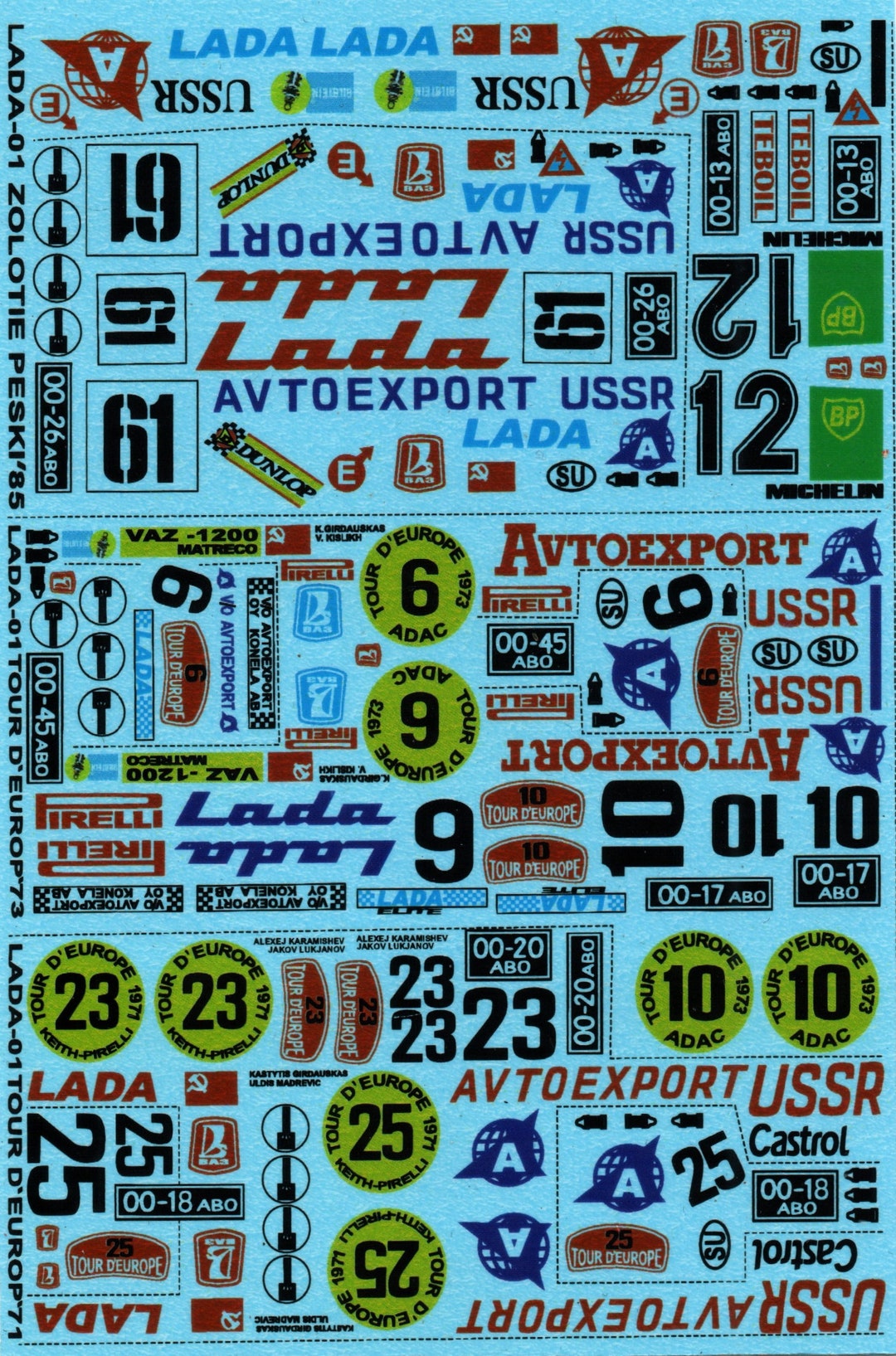 1/43 Decals for VAZ Lada-2101 Golden Sands Rally '85, Rally Tour D ...