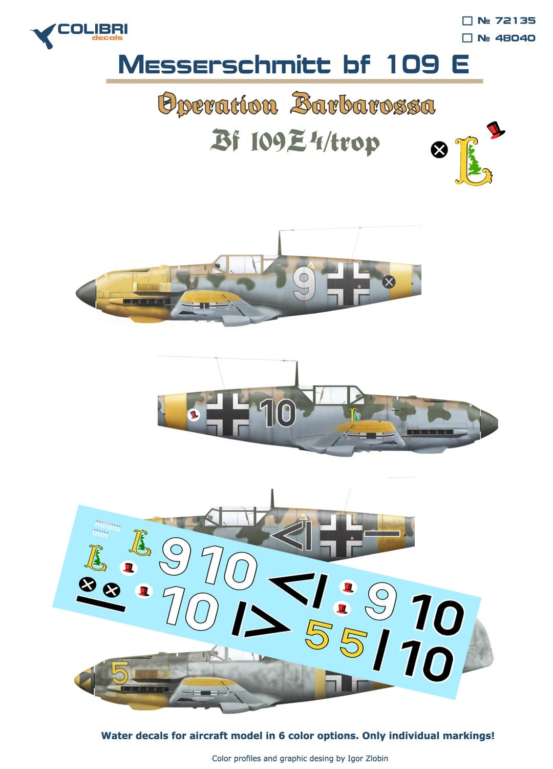1/72 Colibri Decals 72136 Bf-109 E Trop operation Barbarossa - Etsy