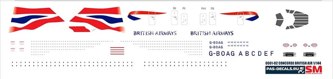1/144 Pas-decals #0001-02 - Concorde British Air, Decal for Revell ...