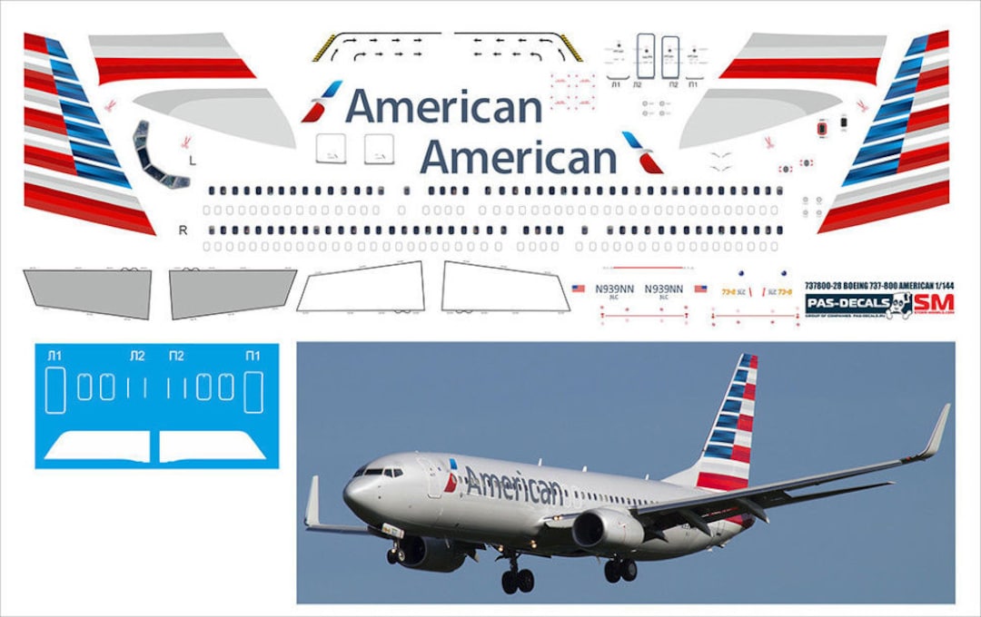 1/144 Pas-decals #737800-28 - Boeing 737-800 American Airlines New. - Etsy