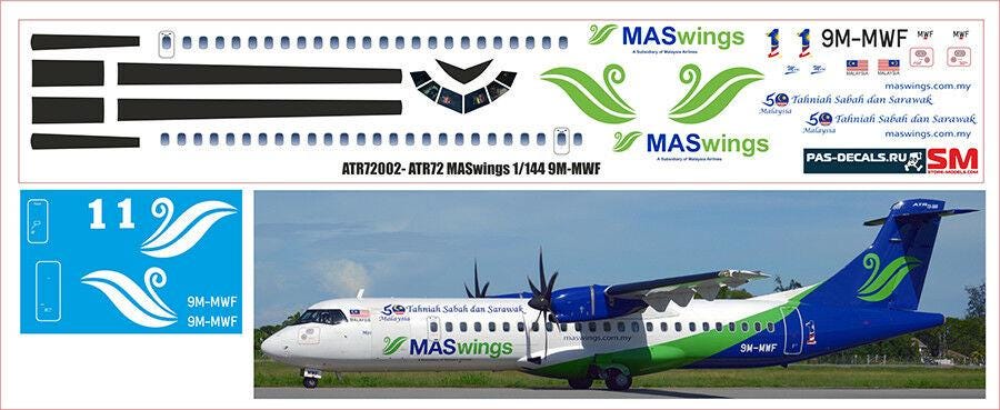 1/144 Pas-decals #ATR72002 - ATR 72 Maswings 9M MWF - Etsy