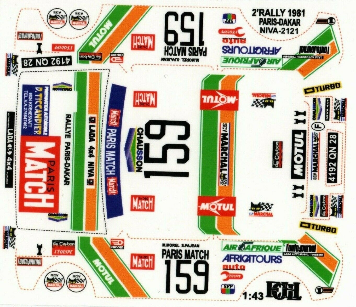 1/43 Decals for Lada 4x4 Niva VAZ-2121 #159 Rally Paris-dakar 1981 - Etsy