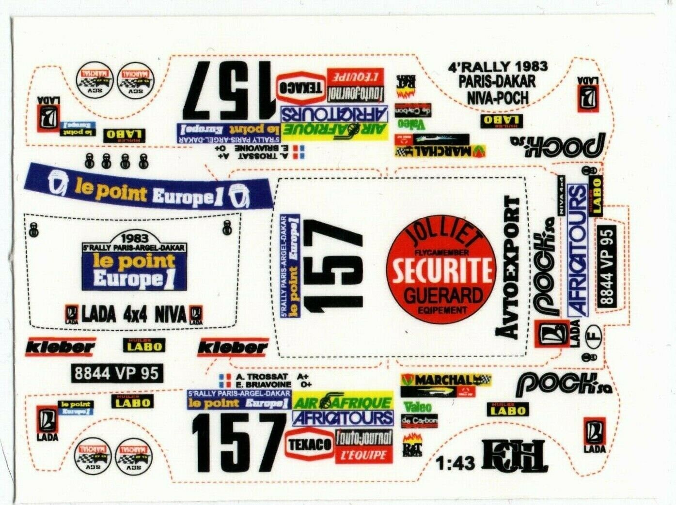 1/43 Decals for Lada 4x4 Niva Poch #157 Rally Paris-dakar 1983 - Etsy