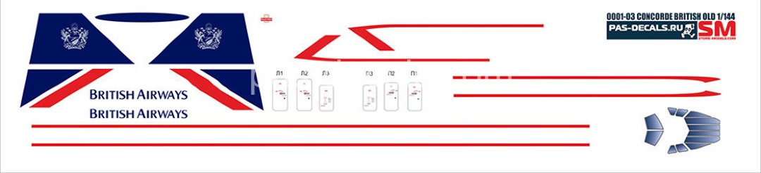 1/144 Pas-decals #0001-03 - Concorde British Old, Decal for Revell ...