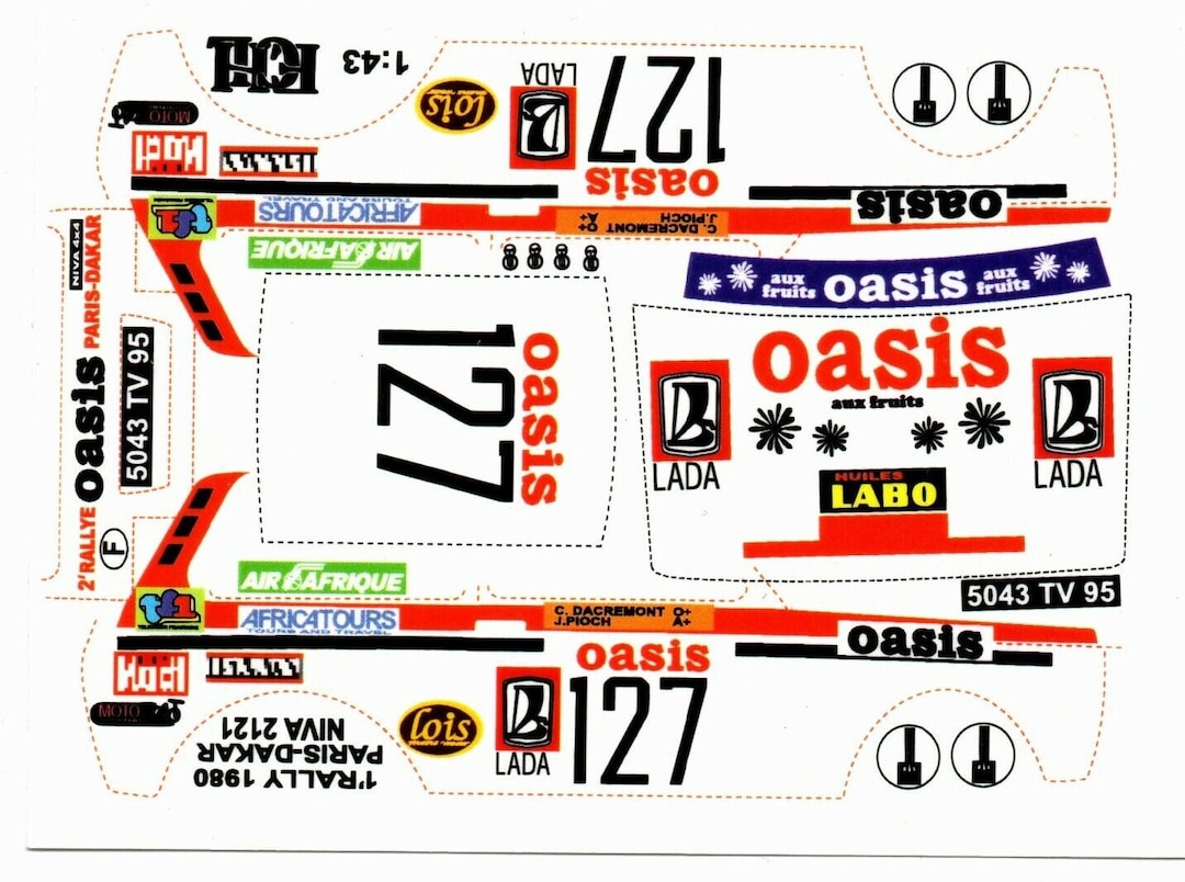 1/43 Decals for Lada 4x4 Niva VAZ-2121 #127 Rally Paris-dakar 1980 - Etsy