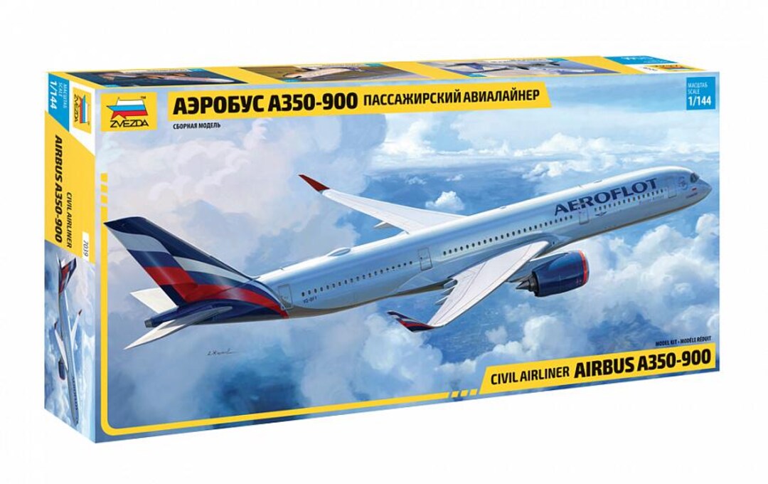 1:144 Zvezda 7039 - Airbus A350-900 Civil Airliner. Plastic Model Kit ...