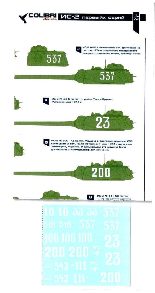 1:72 Colibri Decals 72007 - IS-2 Tank Early Series - Etsy
