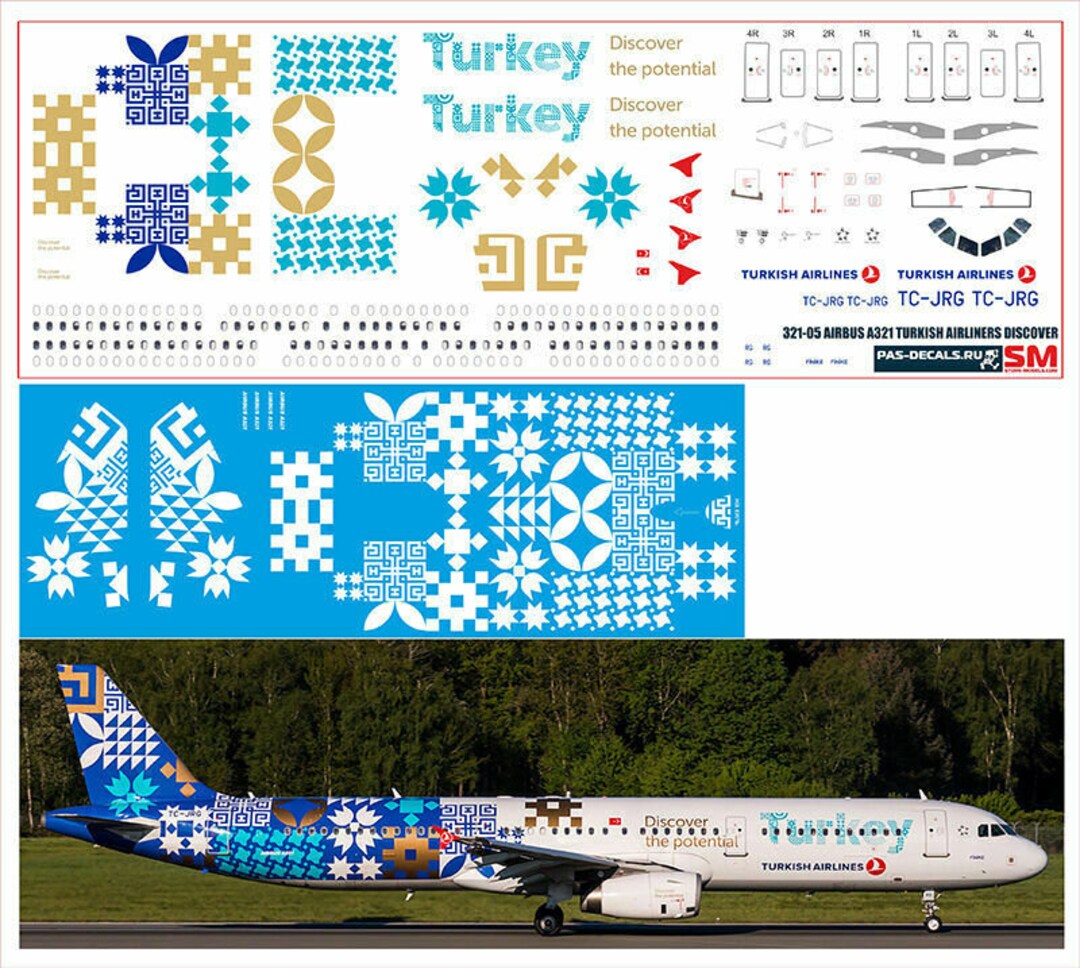 1/144 Pas-decals #321-05 - Airbus A321 TURKISH Airlines DISCOVER ...