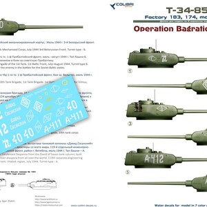 1/72 Colibri Decals #72168 - Т-34-85 Factory 183 & 174, Operation ...