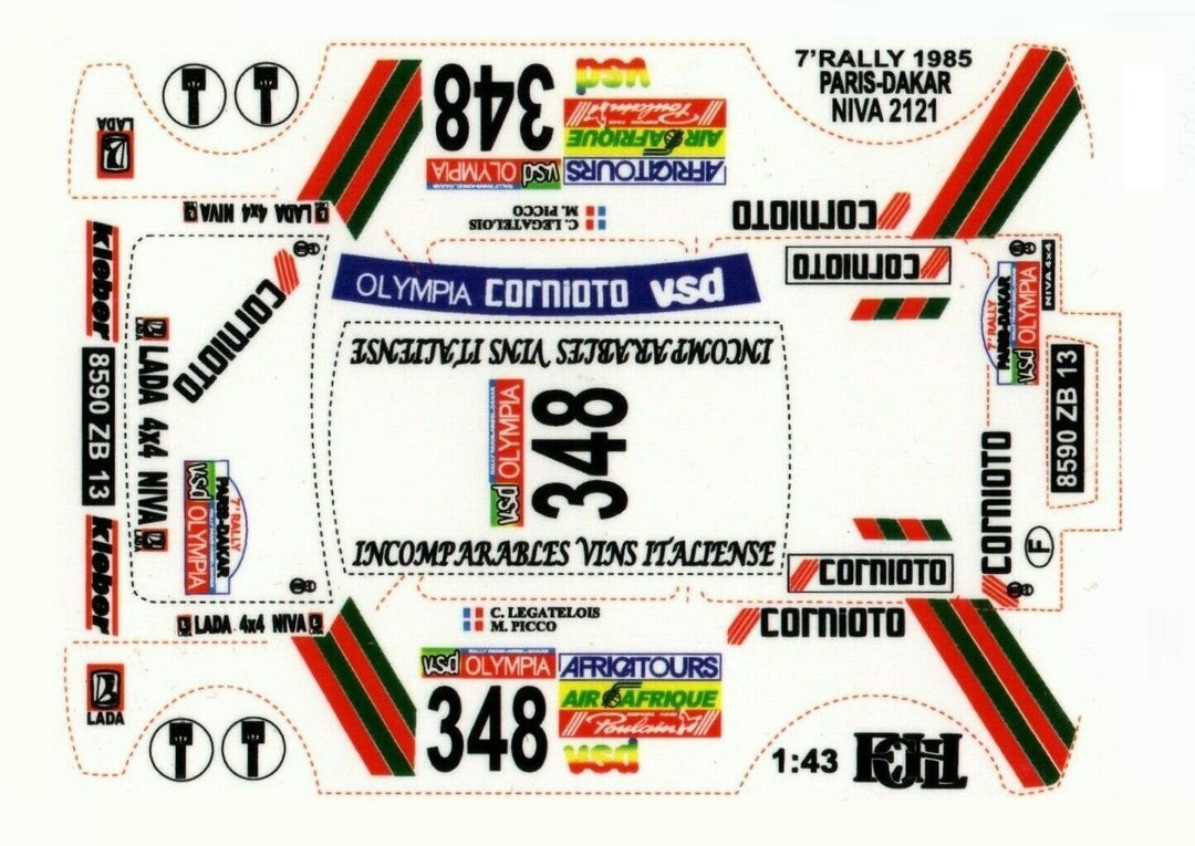 1/43 Decals for Lada 4x4 Niva VAZ-2121 #348 Rally Paris-dakar 1985 - Etsy
