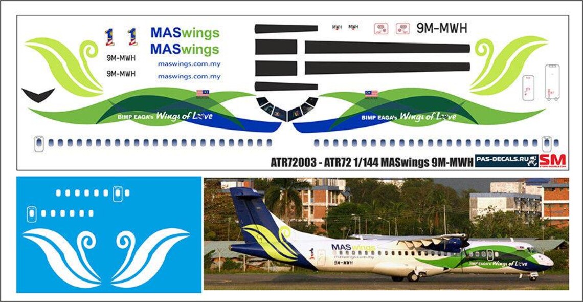 1/144 Pas-decals #ATR72003 - ATR 72 Maswings 9M MWH - Etsy