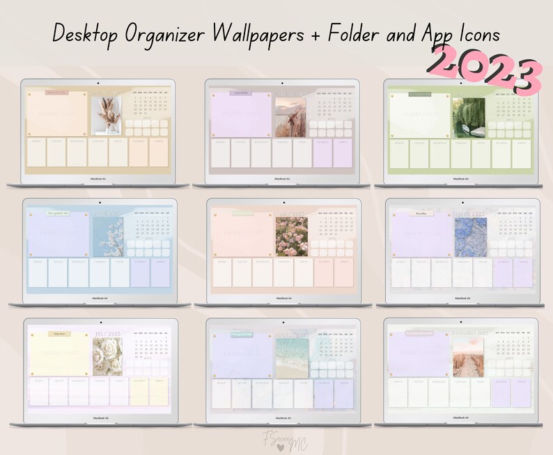 Aesthetic Desktop Wallpaper Organizer Calendar 2023, Folder Icons ...
