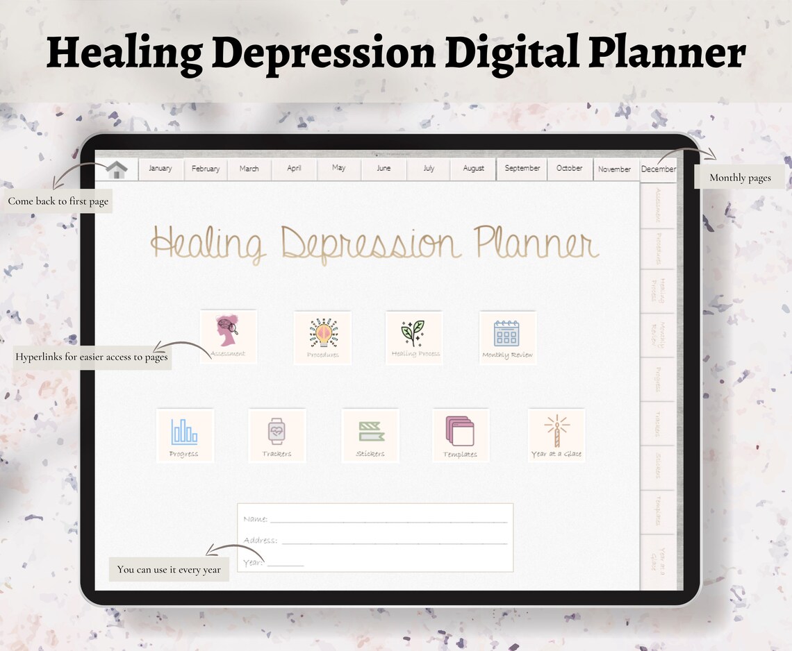 Depression Planner Self Care Digital Planner: Wellness - Etsy