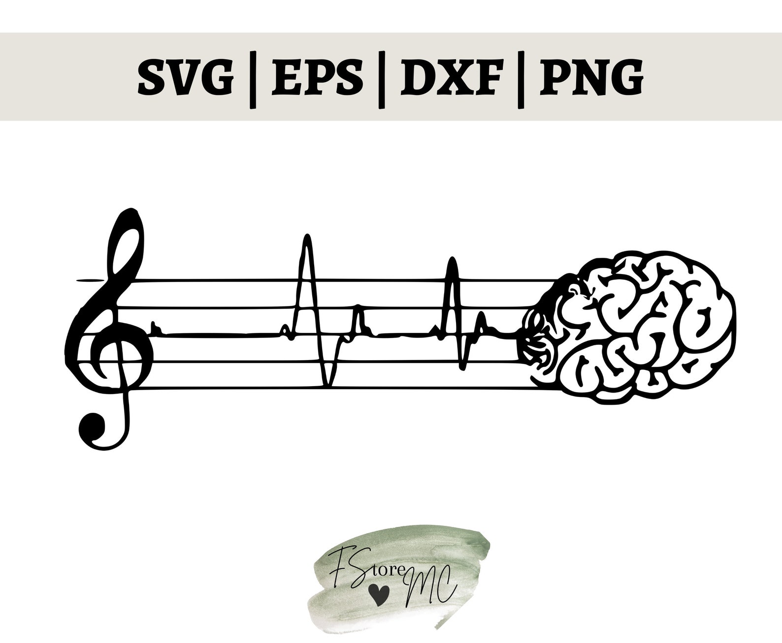 SVG File, Music SVG, Music Brain PNG, Eps, Dfx, Music Therapy, Download ...